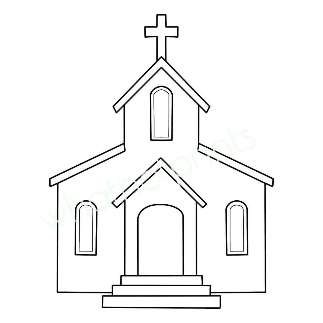 Detailed Church Line Art PNG - Etsy