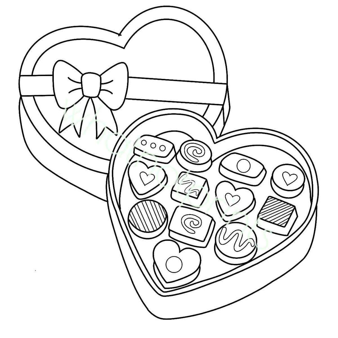 Valentine's Day Candy Coloring Sheet PNG High Resolution Instant ...