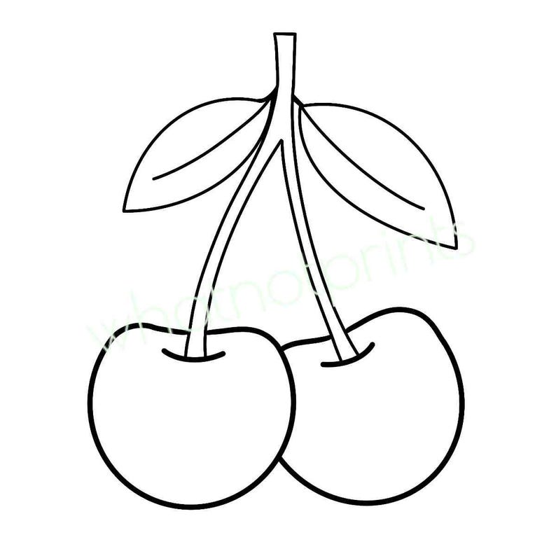 Commercial Cherries Outline Clipart PNG Transparent Background Template ...