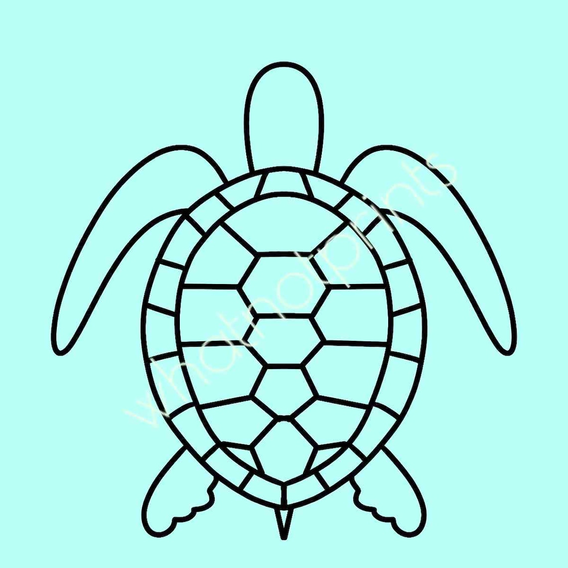 Sea Turtle Outline: Commercial Use Stencil, SVG, PNG (digital Download ...