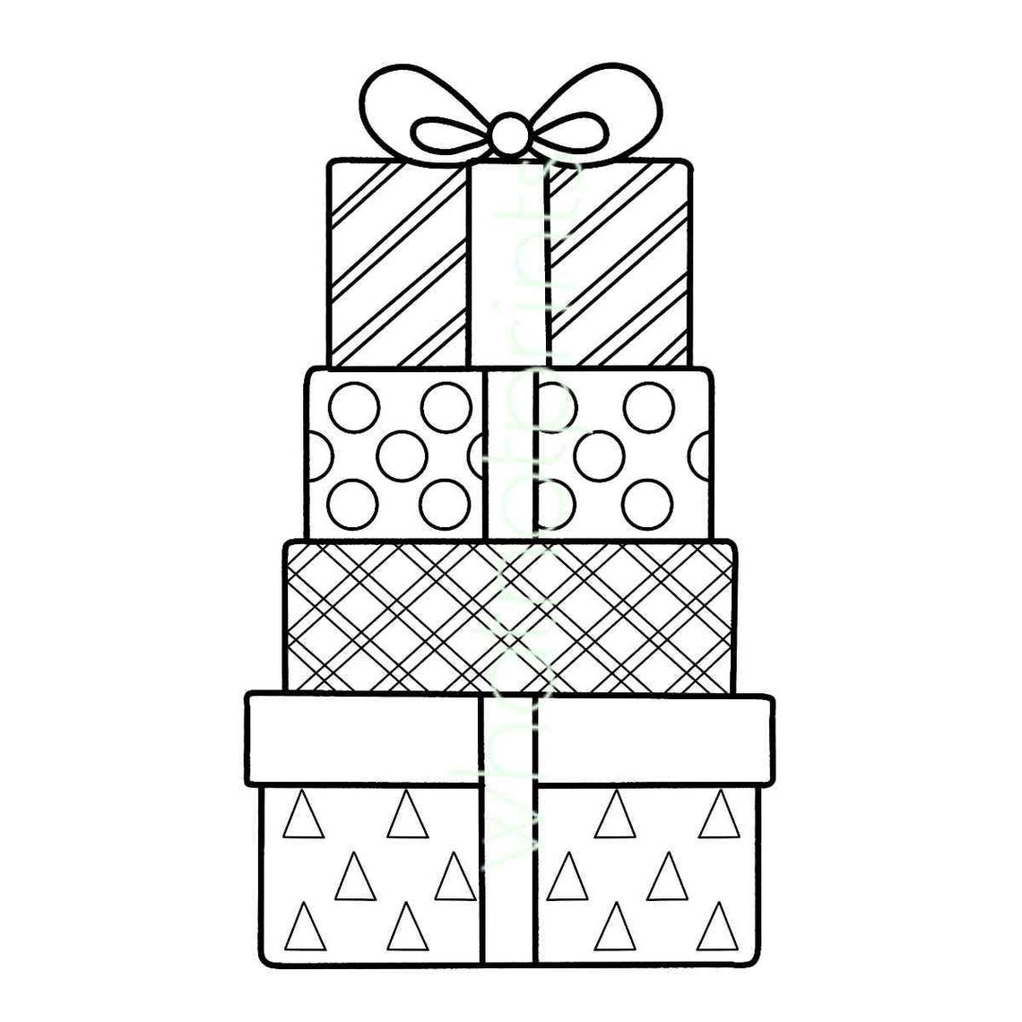 High Resolution Christmas Gift Coloring Page Instantly Download and ...