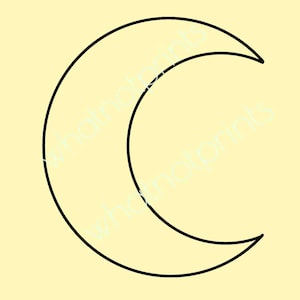 Crescent Moon Outline PNG: Commercial Stencil Clipart (digital Download ...