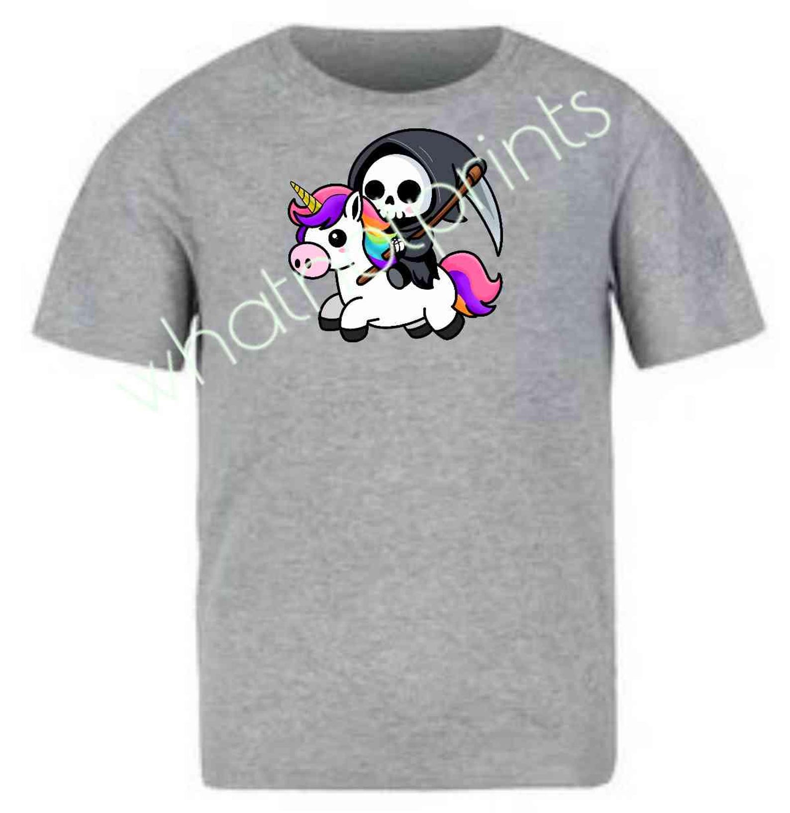 Grim Reaper Riding Unicorn, Cartoon PNG, Shirt/sticker Design (digital ...