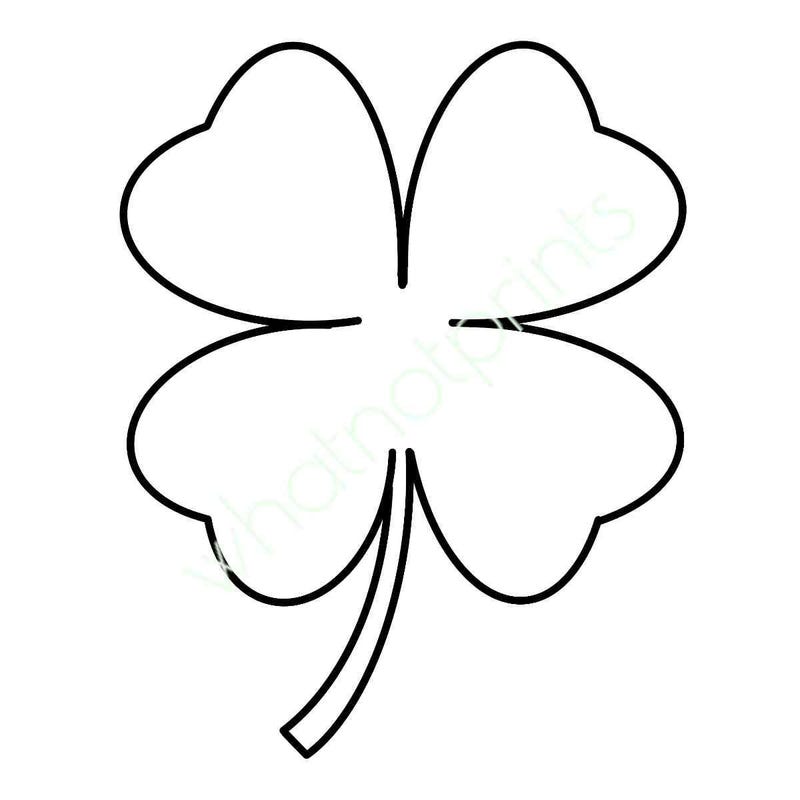 Four Leaf Clover Black and White Clipart - Etsy