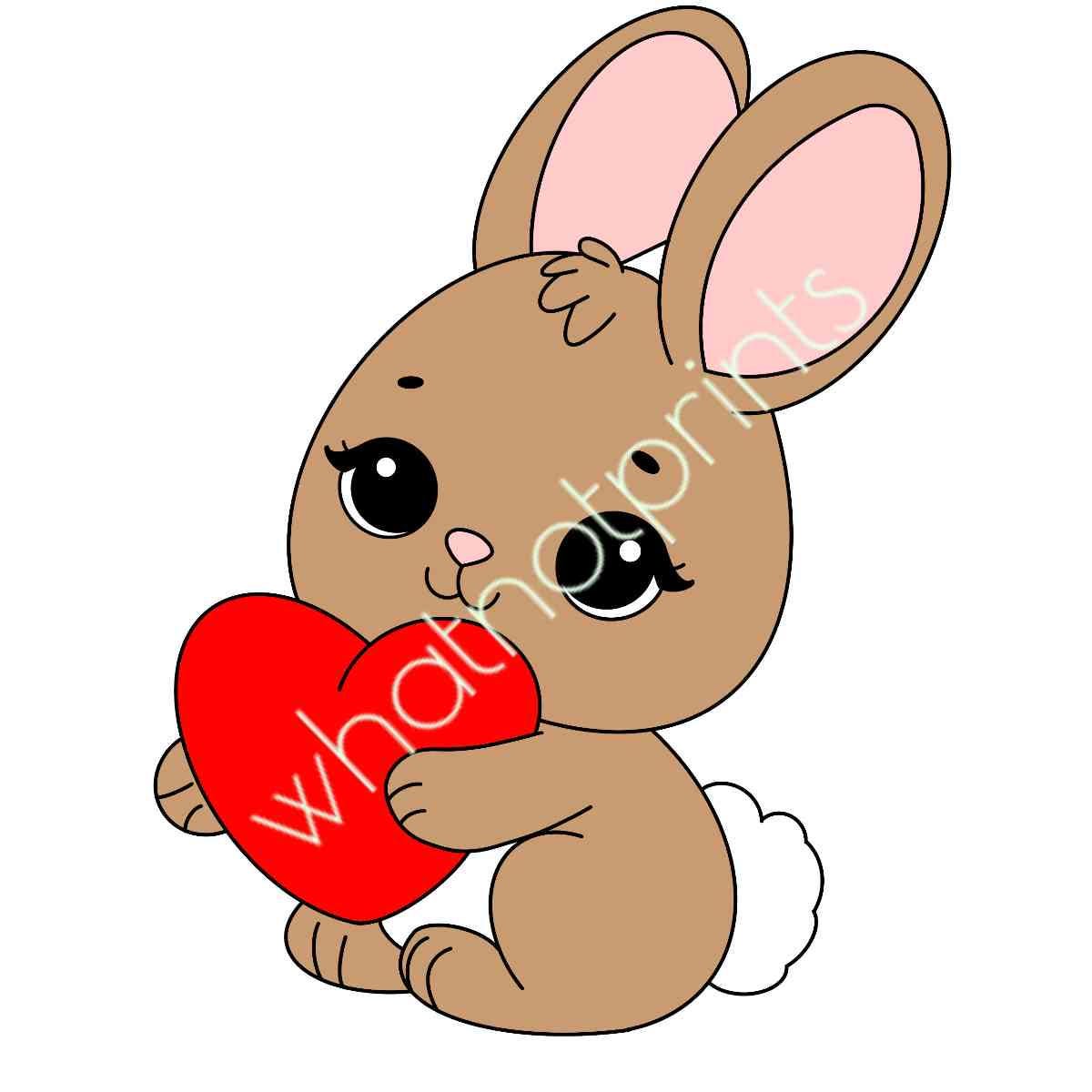 Commercial Valentine Bunny Rabbit Holding Heart Coloring Sheet Instant ...