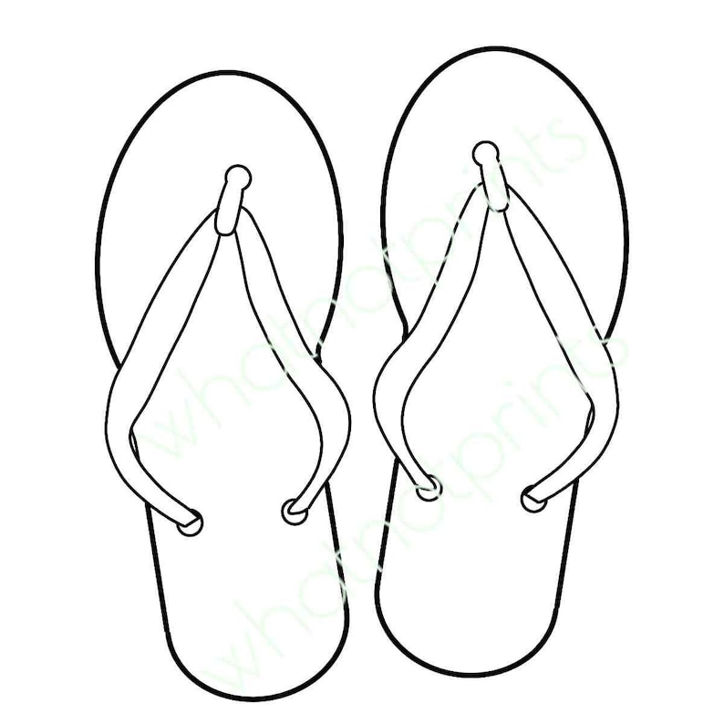 Commercial Flip Flop Outline, Template, Stencil, Clipart PNG ...