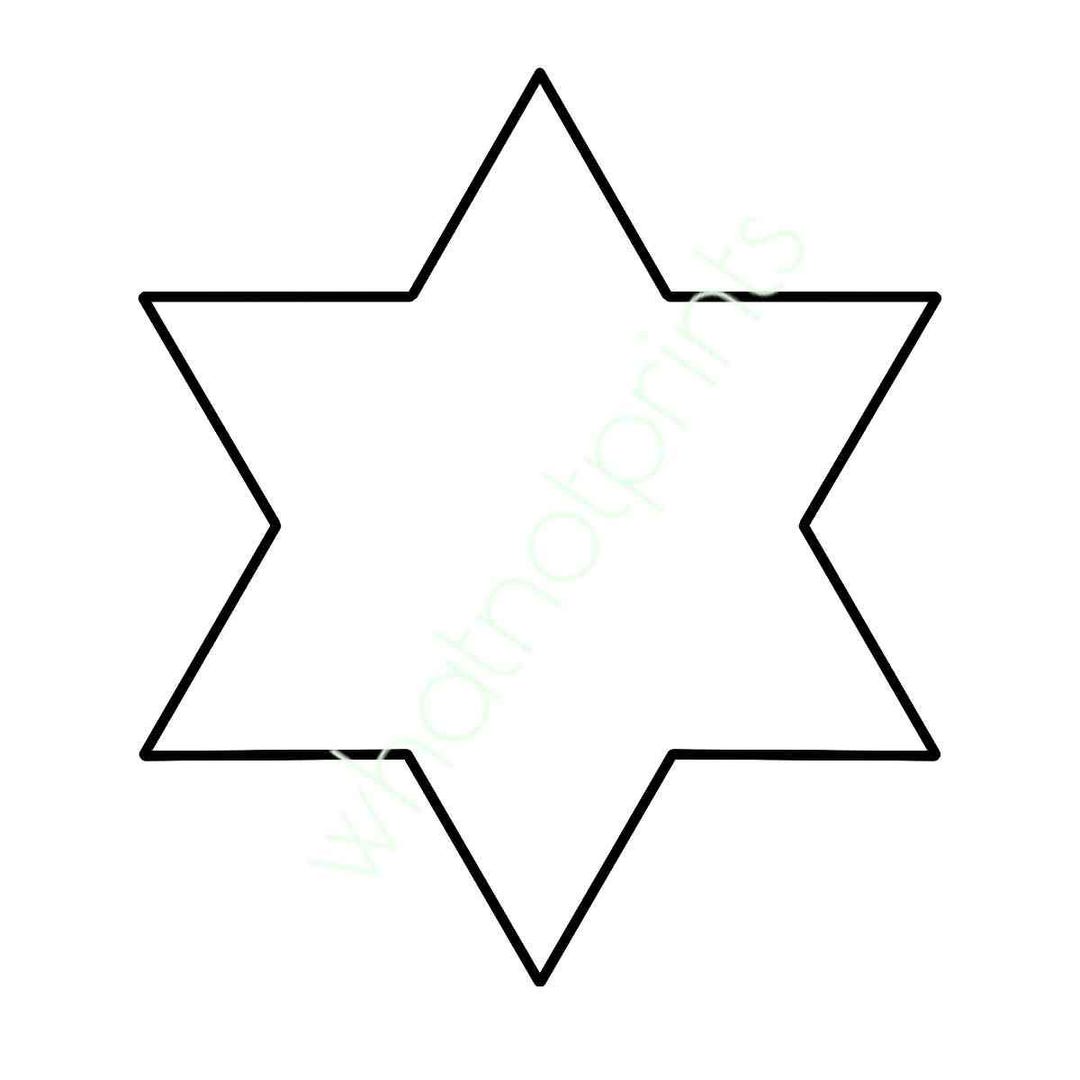 Six Pointed Star Outline Stencil: Commercial Use PNG (digital Download ...
