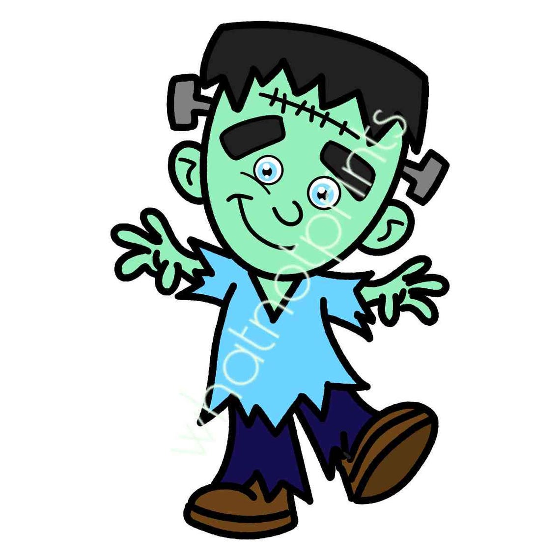 Commercial Cute Frankenstein Monster PNG Transparent Background Instant ...