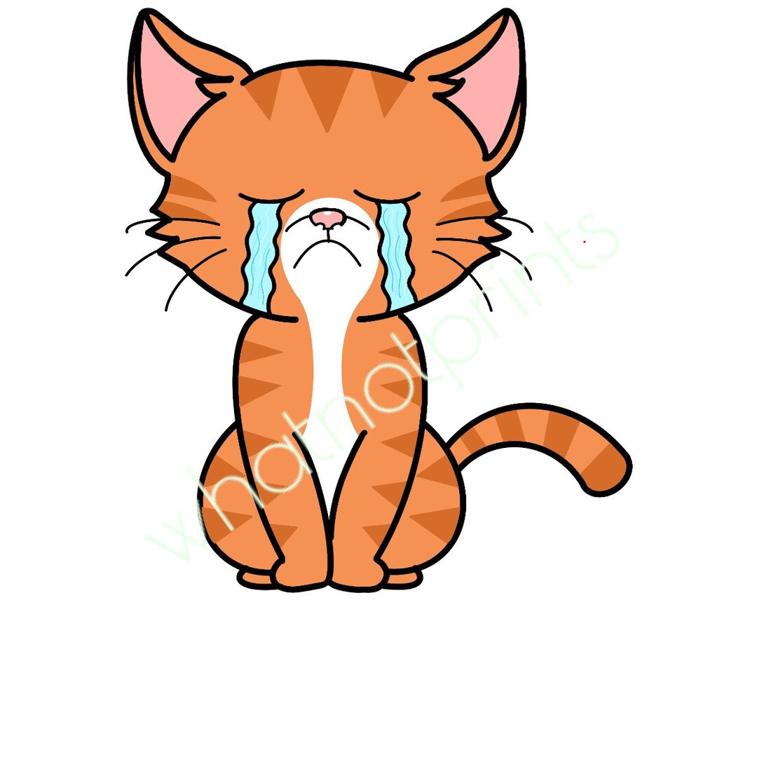 Commercial Use Orange Striped Cute Crying Cat With A - Etsy
