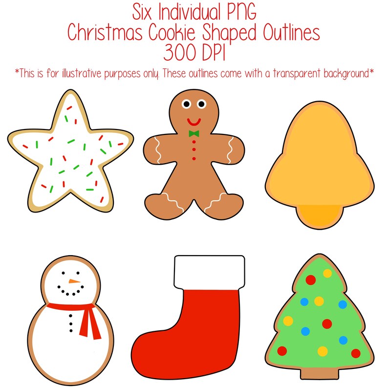 Christmas Cookie Outlines: PNG Stencils, Patterns, Templates (digital ...