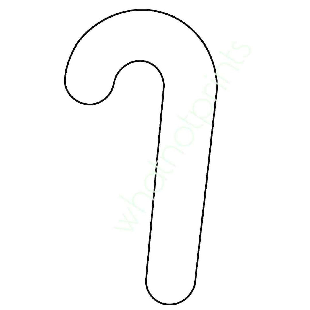 Candy Cane Outline Stencil, Christmas Template (PNG, Digital Download ...
