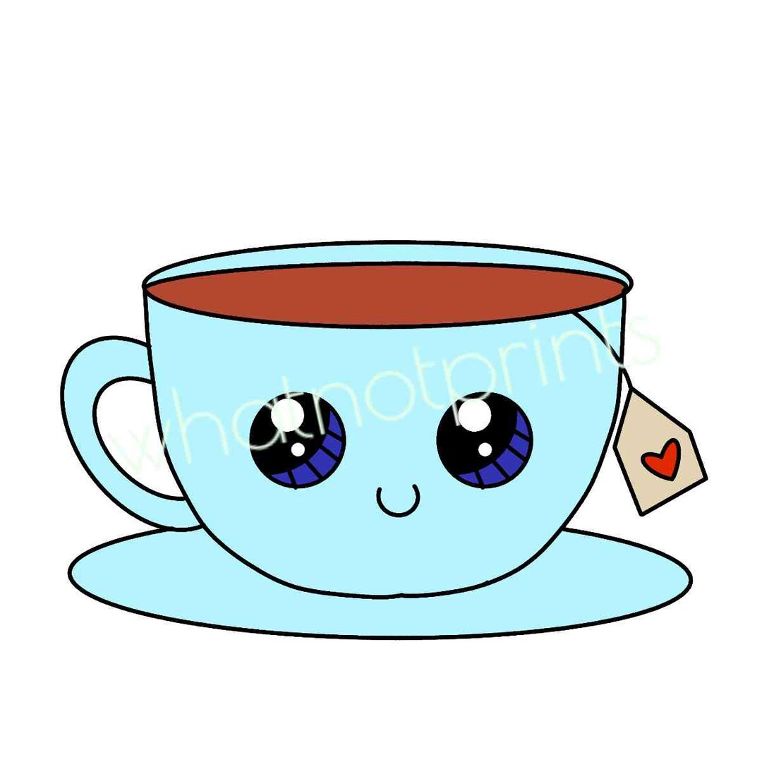 Commercial Kawaii Cup of Tea PNG Transparent Background Instant Digital ...