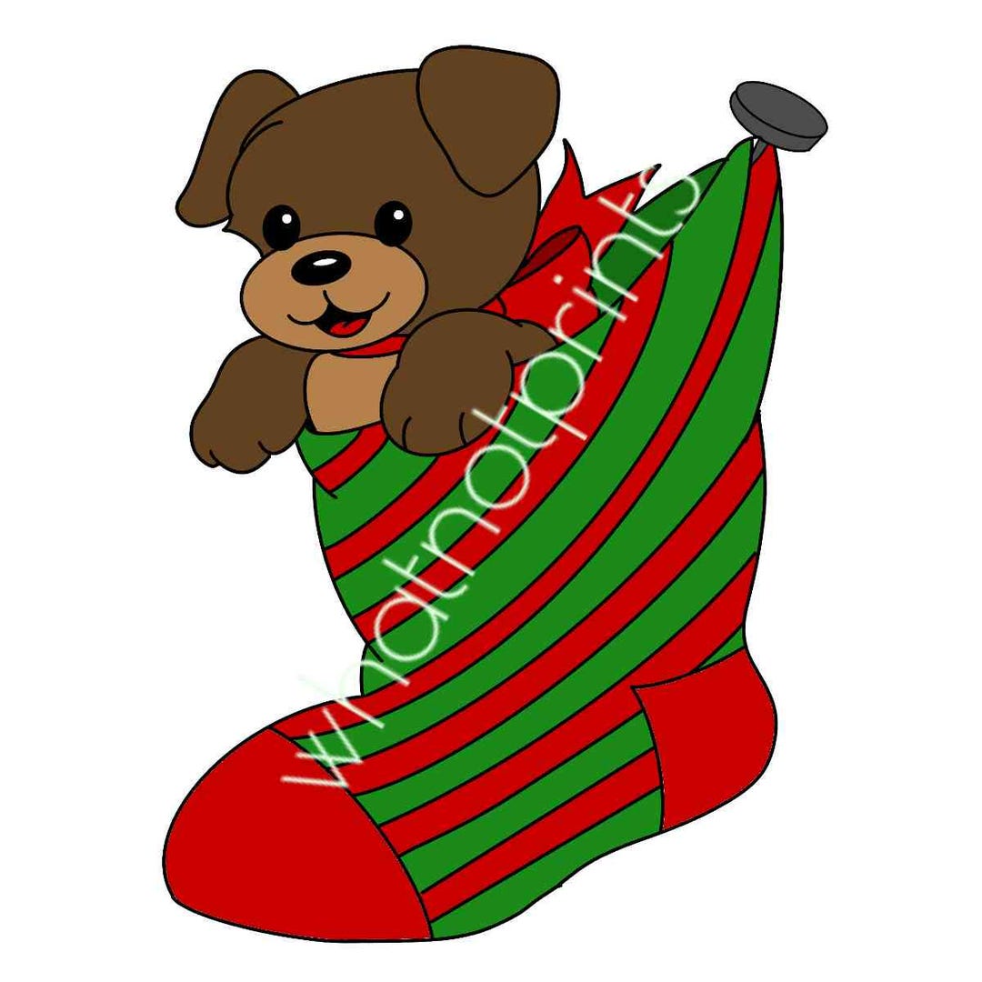 Commercial Cute Puppy in Stocking Cute Christmas Clipart or Sticker ...
