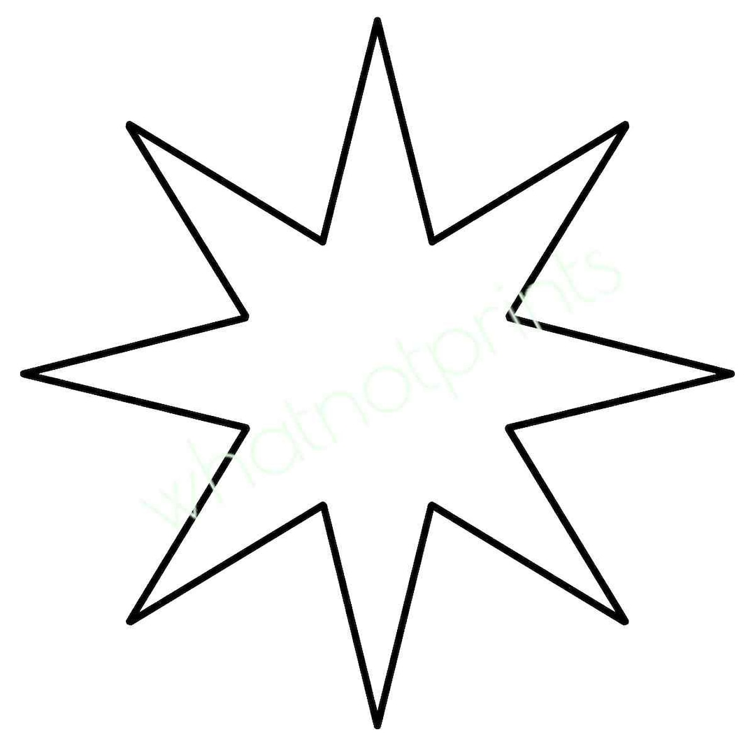 Eight Pointed Star Outline: Commercial Use Stencil, Template (PNG ...