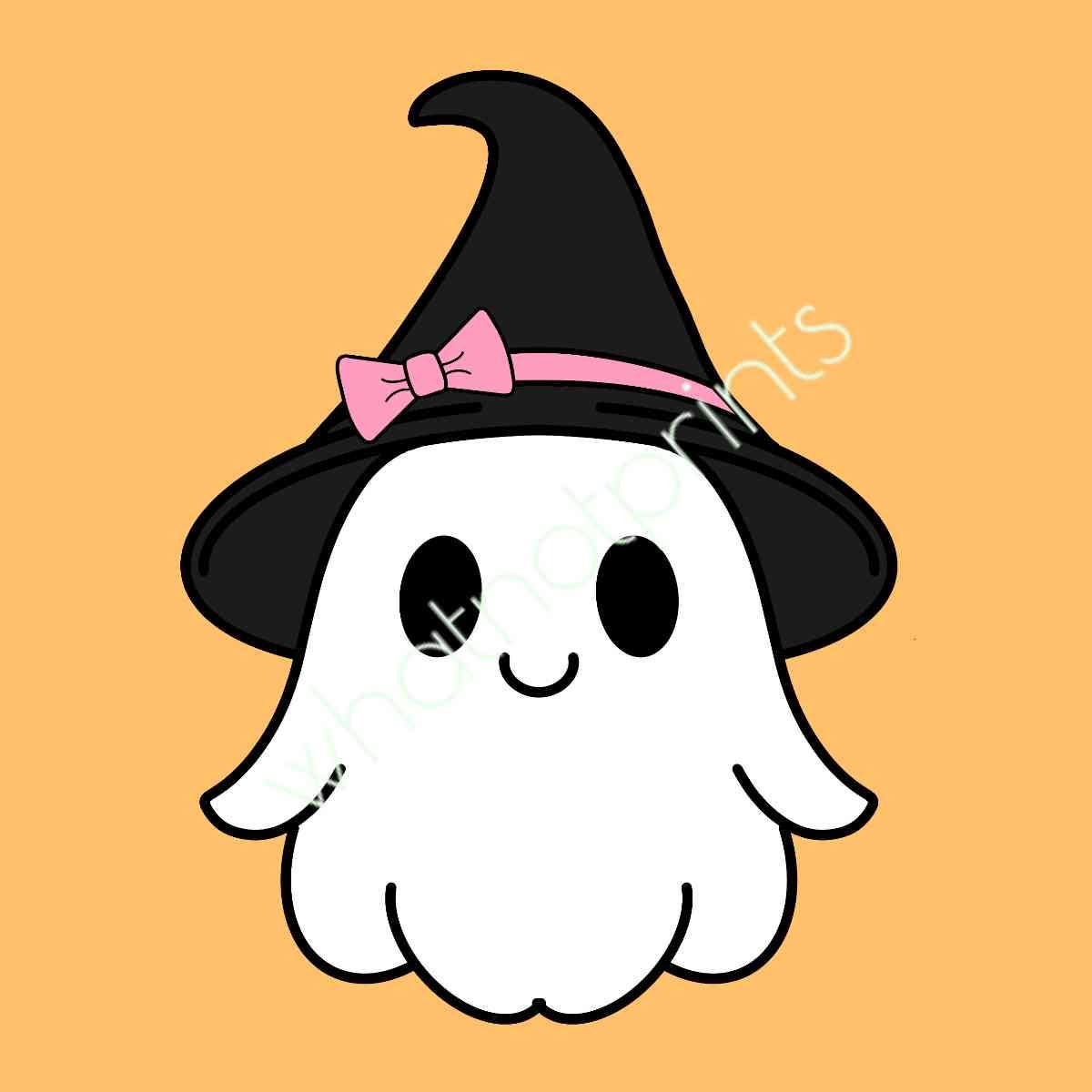 Commercial Cute Ghost With A Witch Hat & Pink Bow Summerween or ...