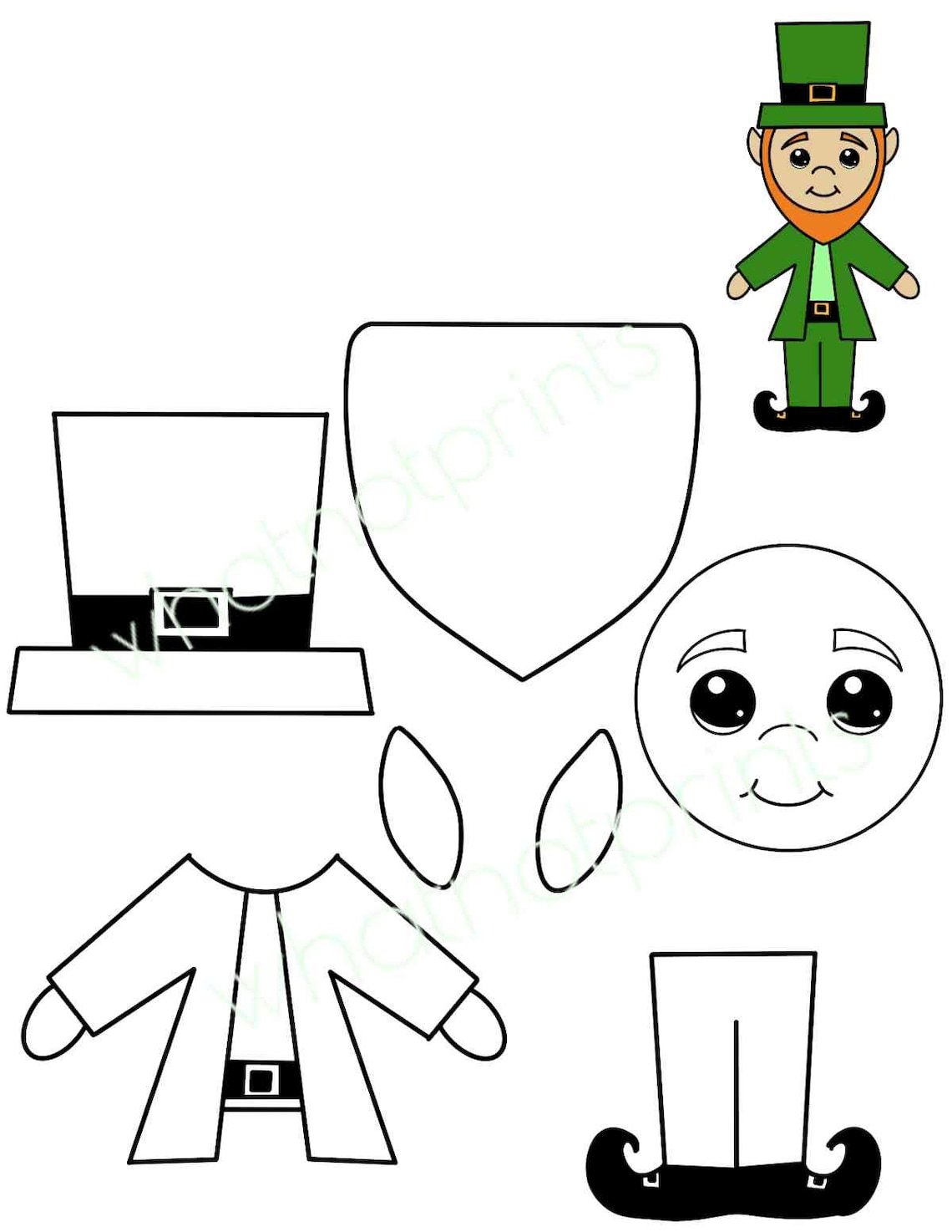 Build Your Own Leprechaun PNG Cut and Glue Printable for Children - Etsy