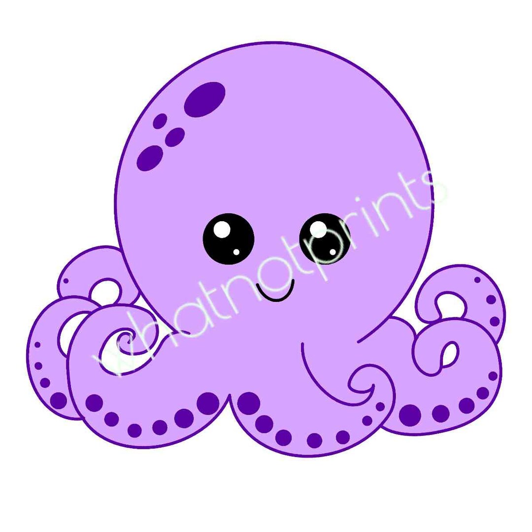 Commercial Cute Kawaii Purple Octopus Png Transparent Background ...