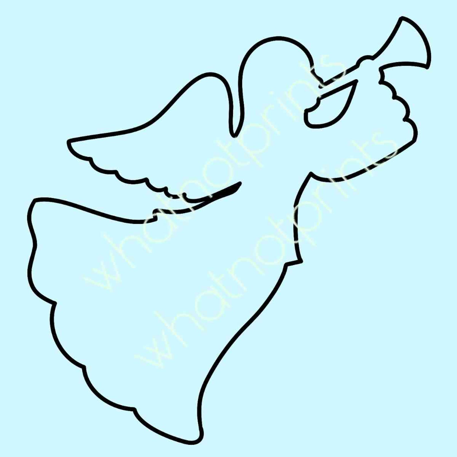 Angel Outline Clipart PNG & JPEG - Etsy