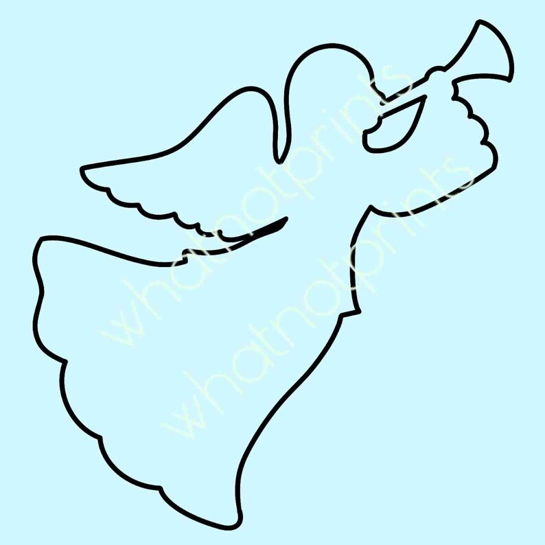Angel Outline Clipart PNG & JPEG - Etsy