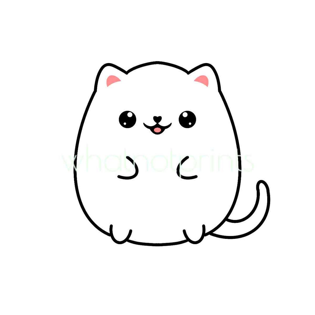 Commercial Cute Chubby Chibi White Cat Png Transparent Background - Etsy