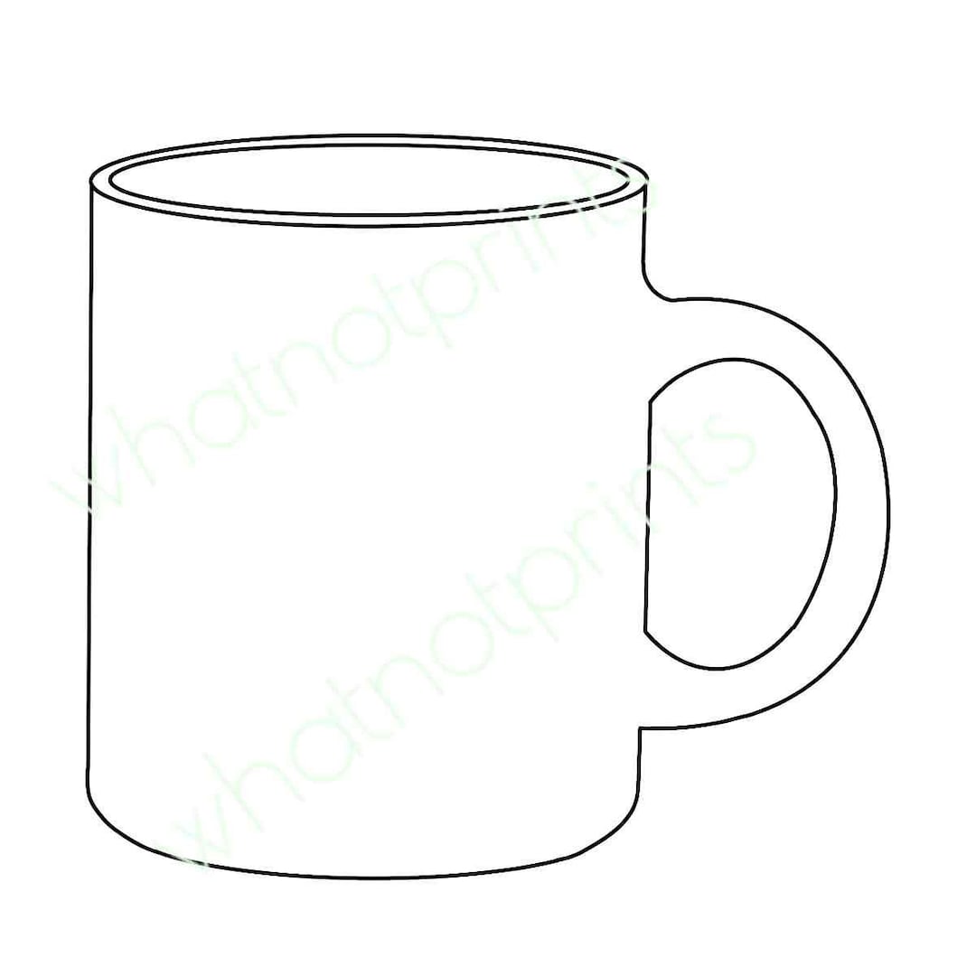Commercial Coffee Mug Template, Pattern, Outline, Shape or Stencil PNG ...