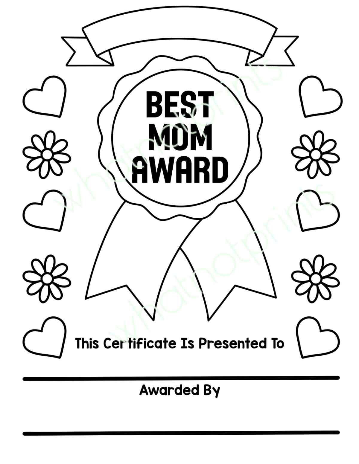 Best Mom Award Certificate Mother's Day JPG Commercial Use Ok Instant ...