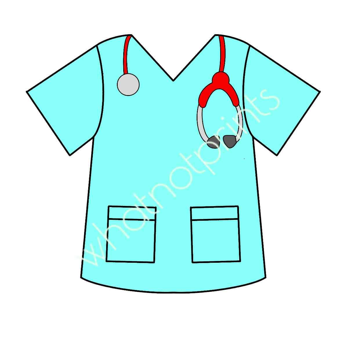 Commercial Blue Turquoise Scrub Shirt With Red Stethoscope PNG Clipart ...