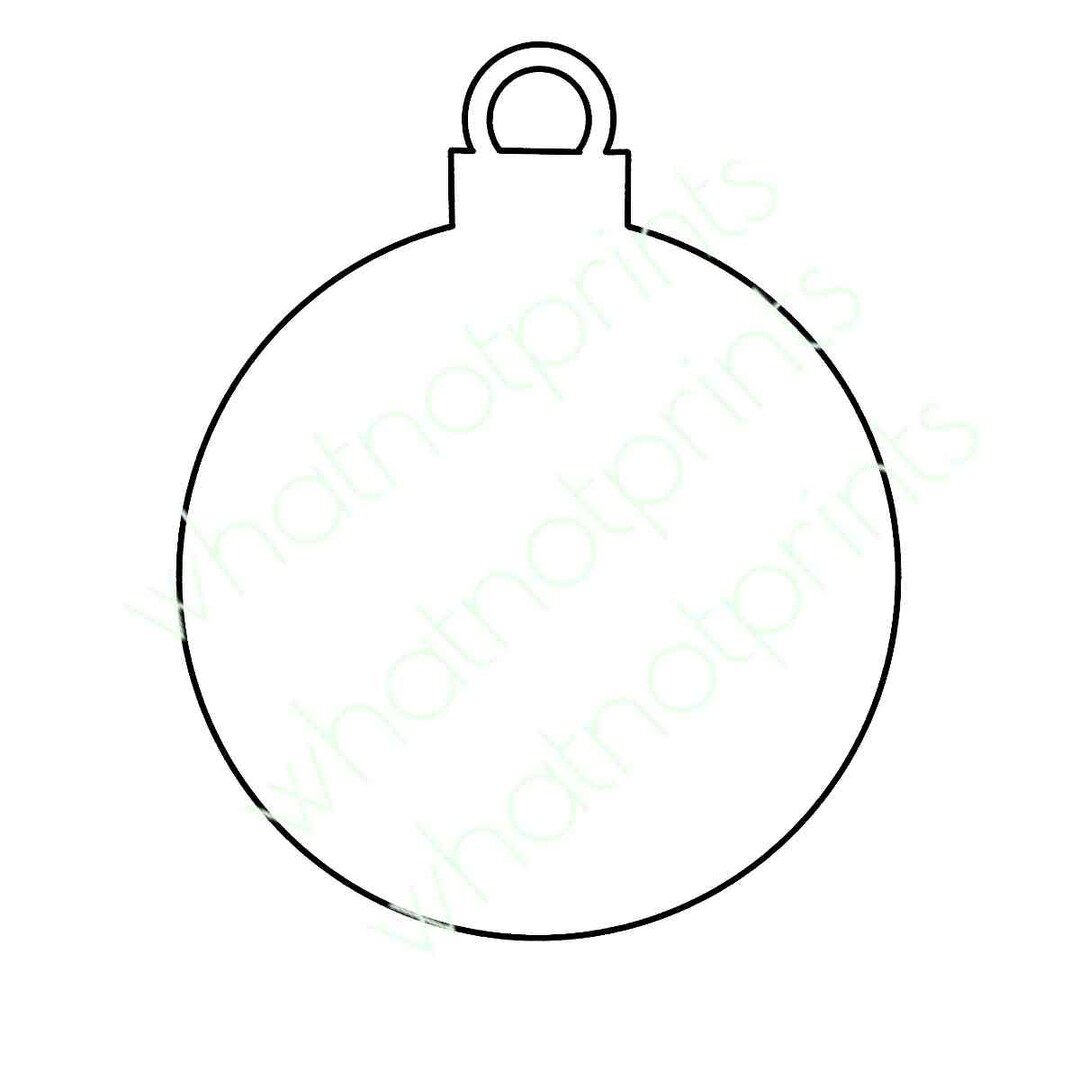 Christmas Ball Ornament Outline, Coloring Page Template (PNG, Digital ...