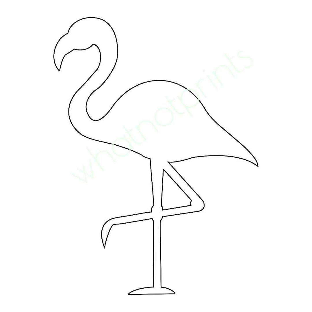Flamingo Outline Clipart: Stencil, Template, Silhouette (PNG Digital ...
