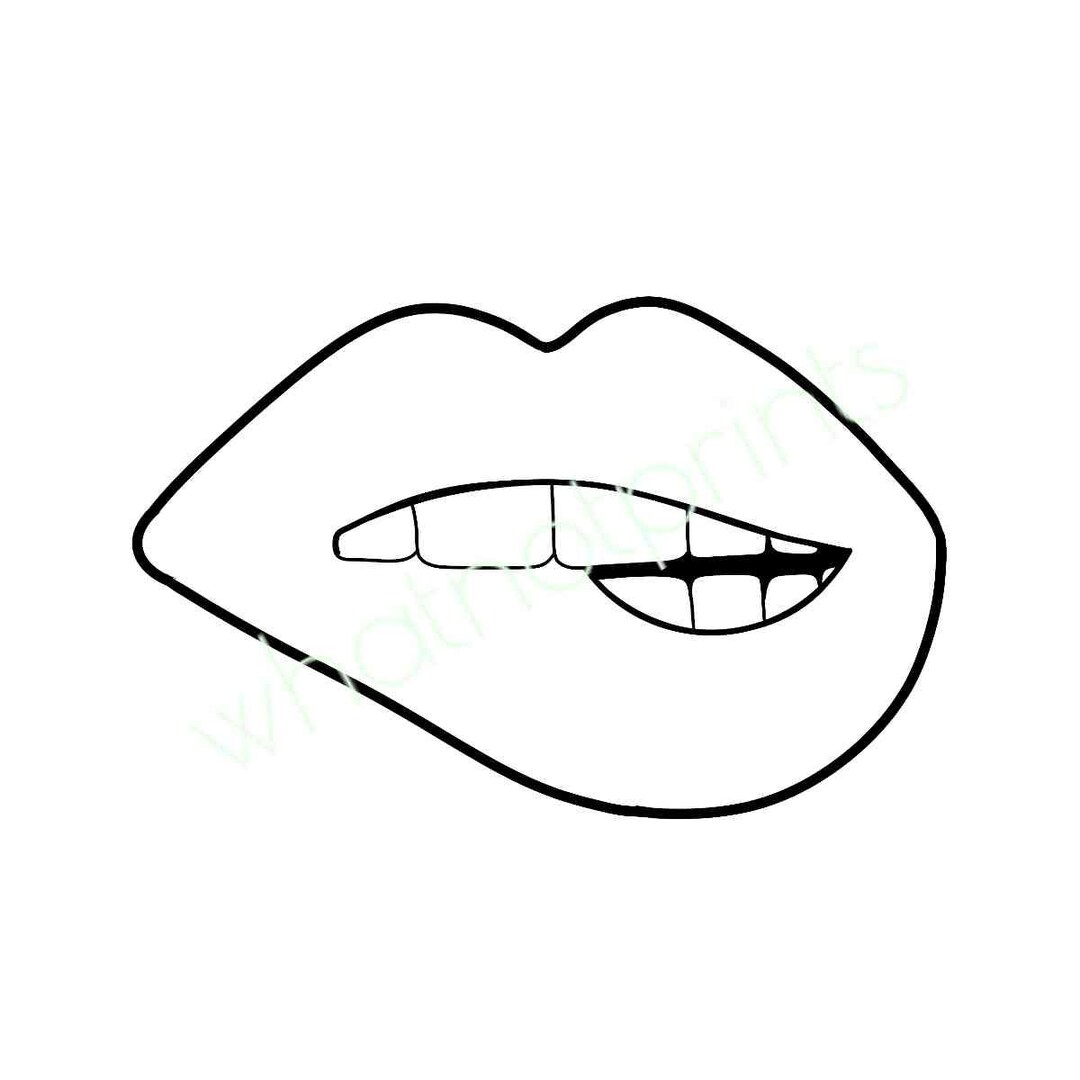 Biting Lips Outline, Shape, Stencil, Template, Pattern, Transparent ...