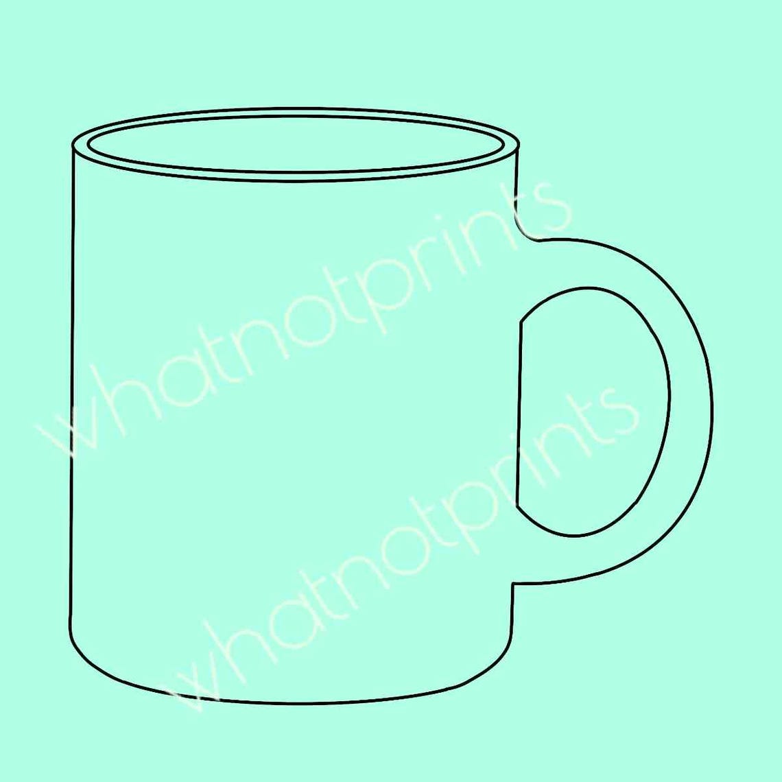 Coffee Mug Outline Template: Transparent PNG Clipart (digital Download ...