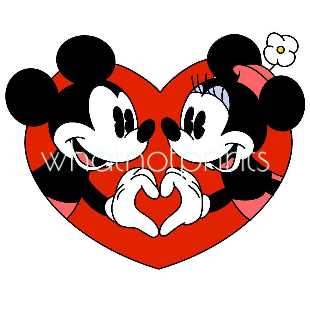 Vintage Mickey and Minnie Mouse With Heart Commercial Png Transparent ...