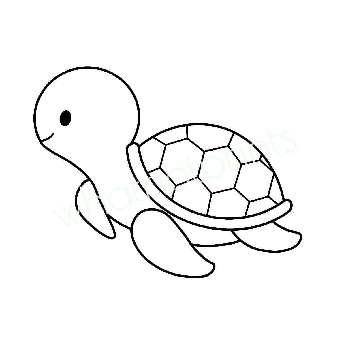 Baby Sea Turtle Outline Clipart: PNG Stencil, Template (digital ...