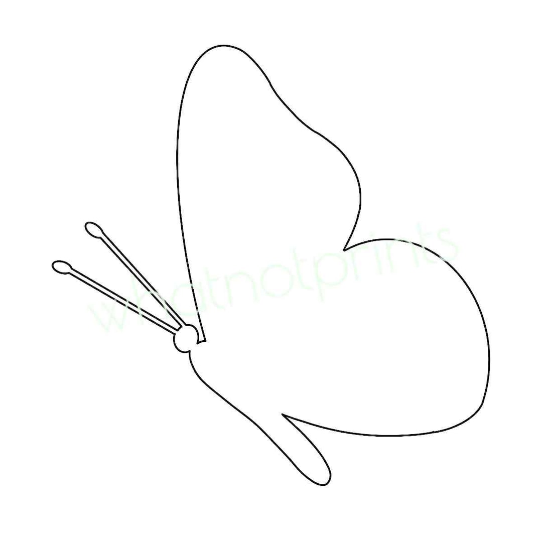 Flying Butterfly Outline: Stencil, Template, Clipart (PNG Digital ...