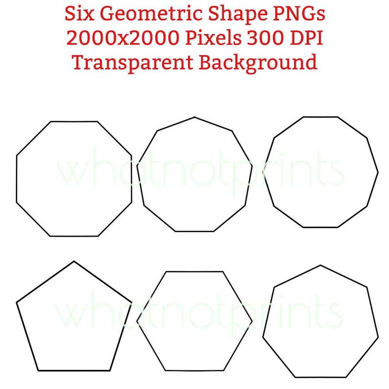 Geometric Shapes Clipart Bundle: 6 Pngs, Transparent Background ...