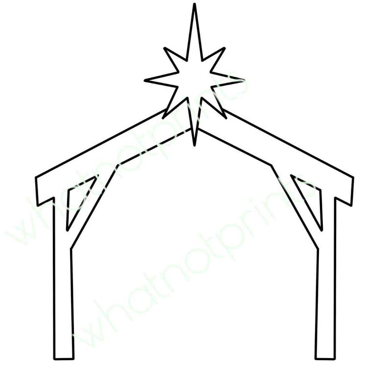 Nativity Stable and Star Outline PNG & JPEG - Etsy