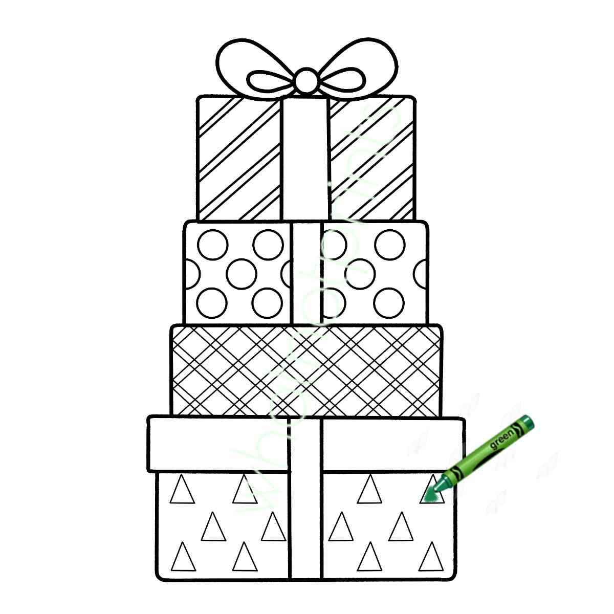 High Resolution Christmas Gift Coloring Page Instantly Download and ...