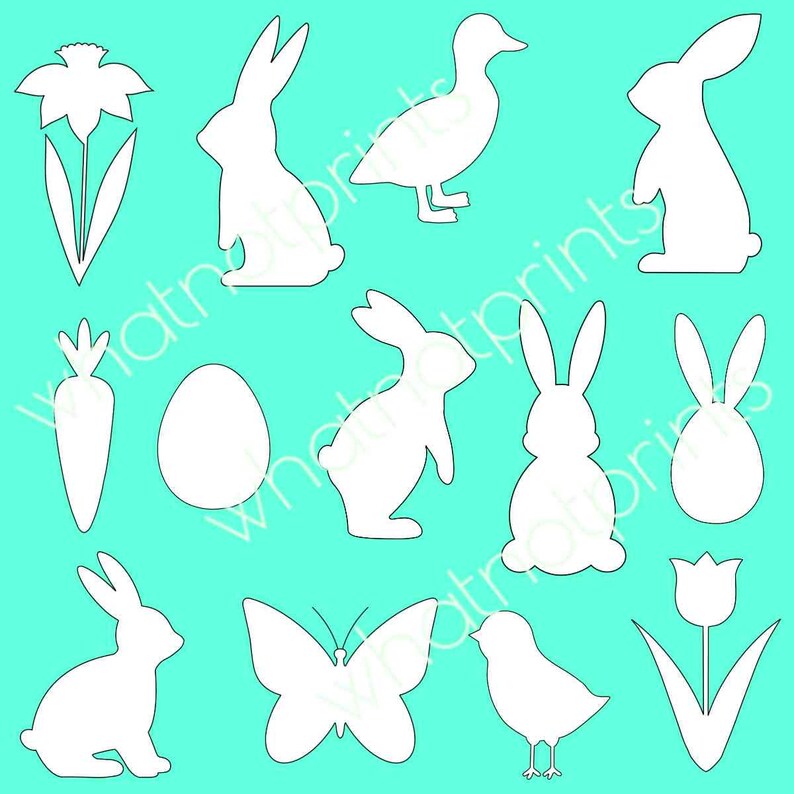Spring and Easter Clipart Bundle 13 Minimalist Outlines & Silhouettes ...