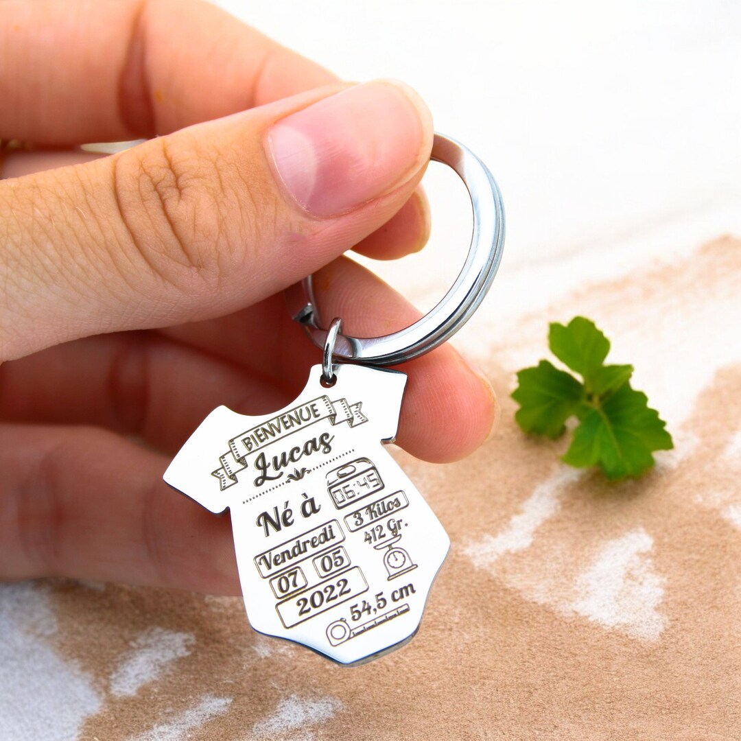 Personalized Baby Birth Key Ring, Pregnancy Announcement, Personalized ...