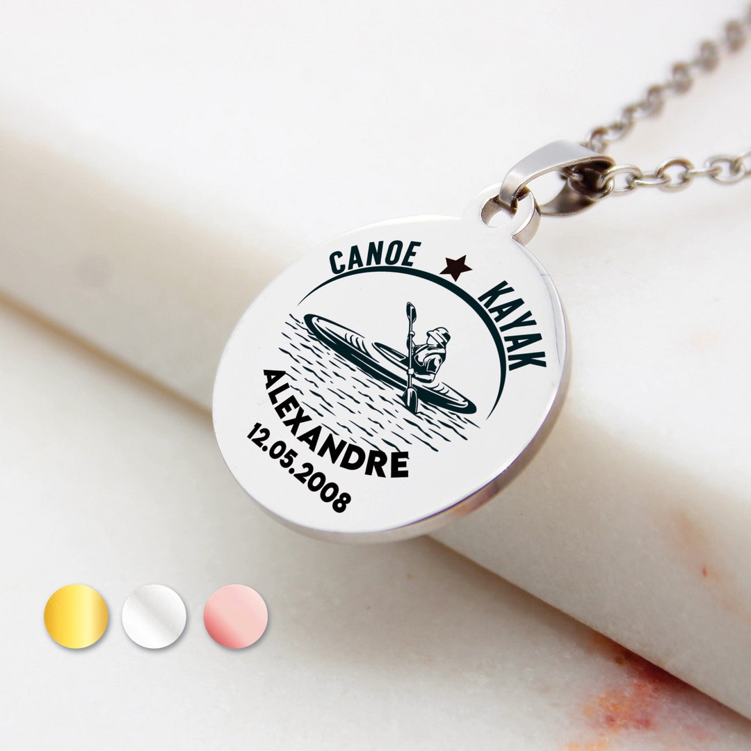 Personalized Canoe Kayak Necklace With First Name, Dad's Birthday ...