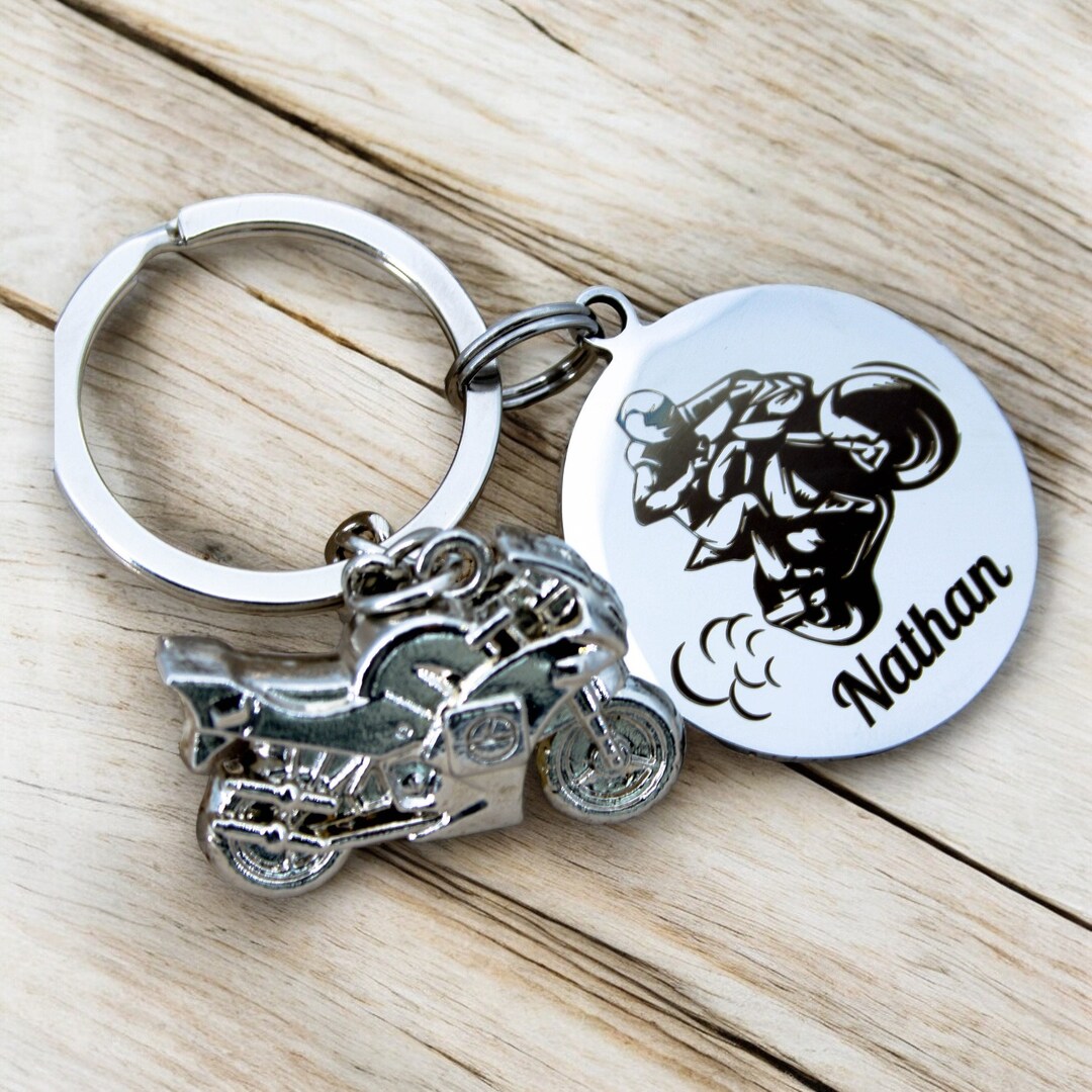 Personalized Motorcycle Key Ring, Biker Gift Idea, Father's Day Gift ...