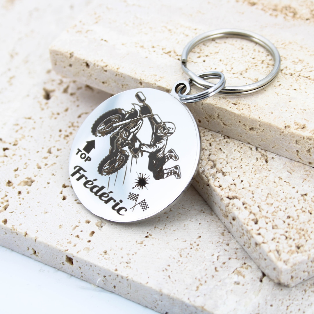Personalized Motocross Keychain With First Name, Gift for Biker and ...