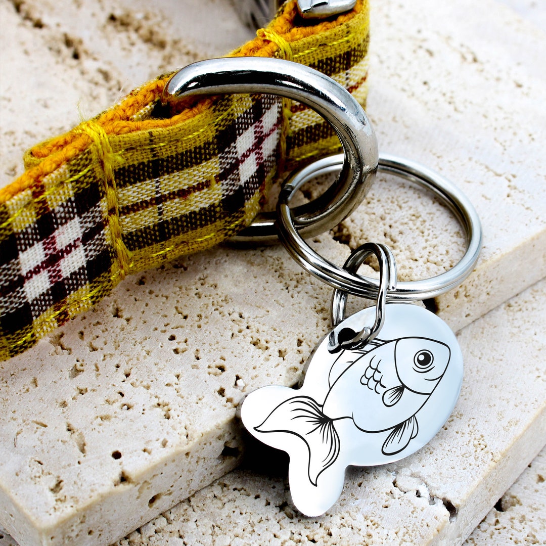 Personalized Fish Cat Tag, Engraved ID Tag With Name and Number, Cat ...
