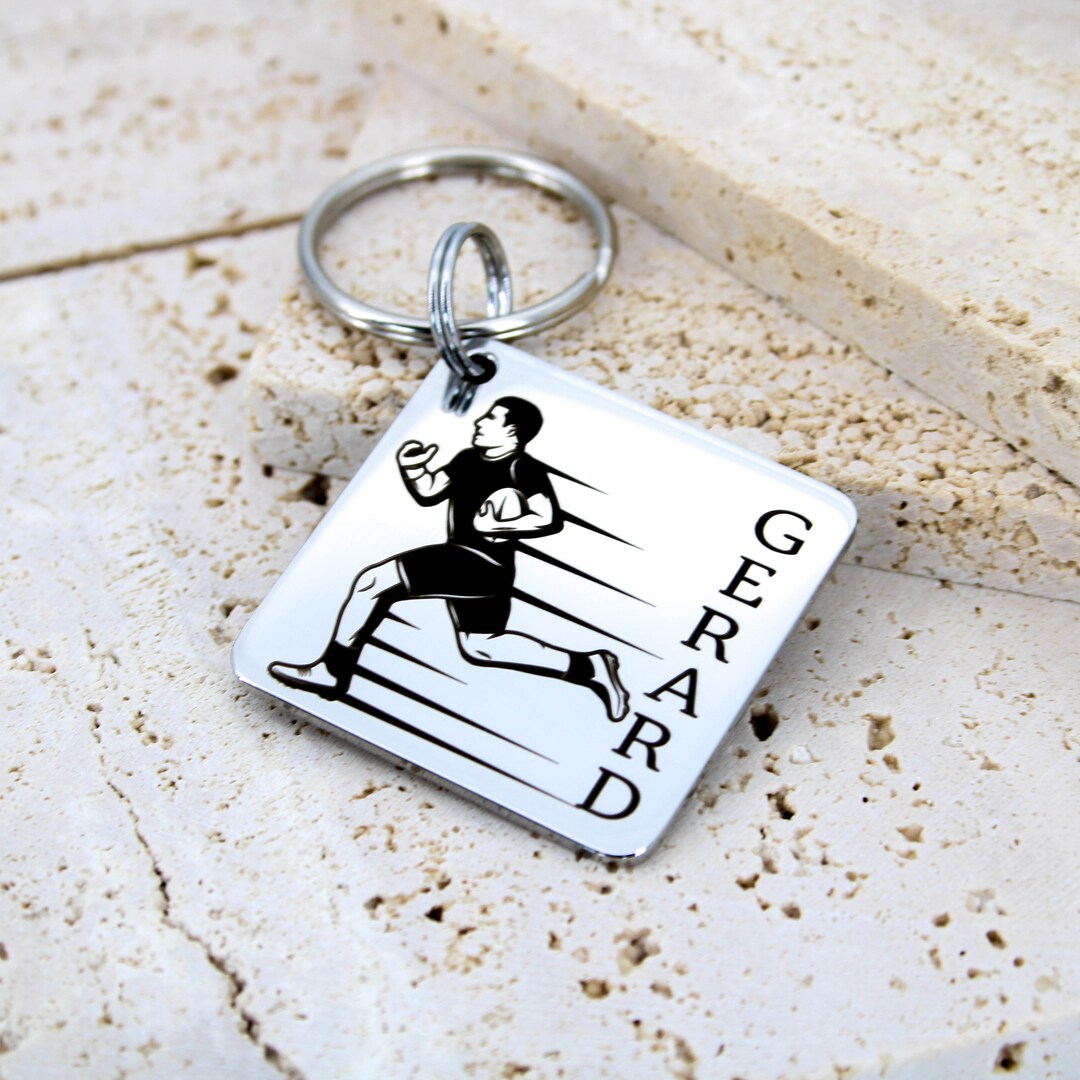 Personalized Rugby Key Ring, Engraved With First Name, Rugby Player ...