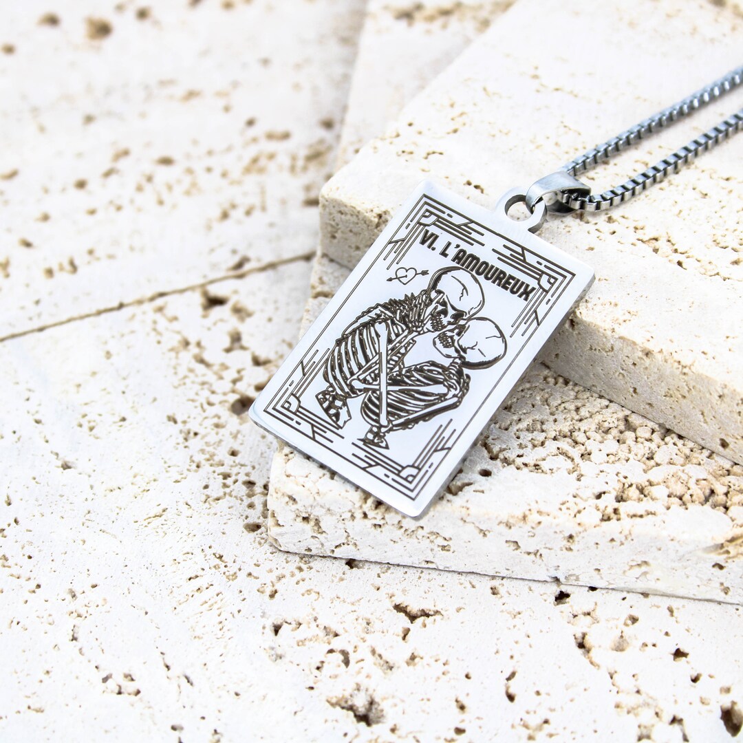 Tarot Card Necklace - Cartomancy Jewelry, Engraved Tarot Medal, Tarot ...