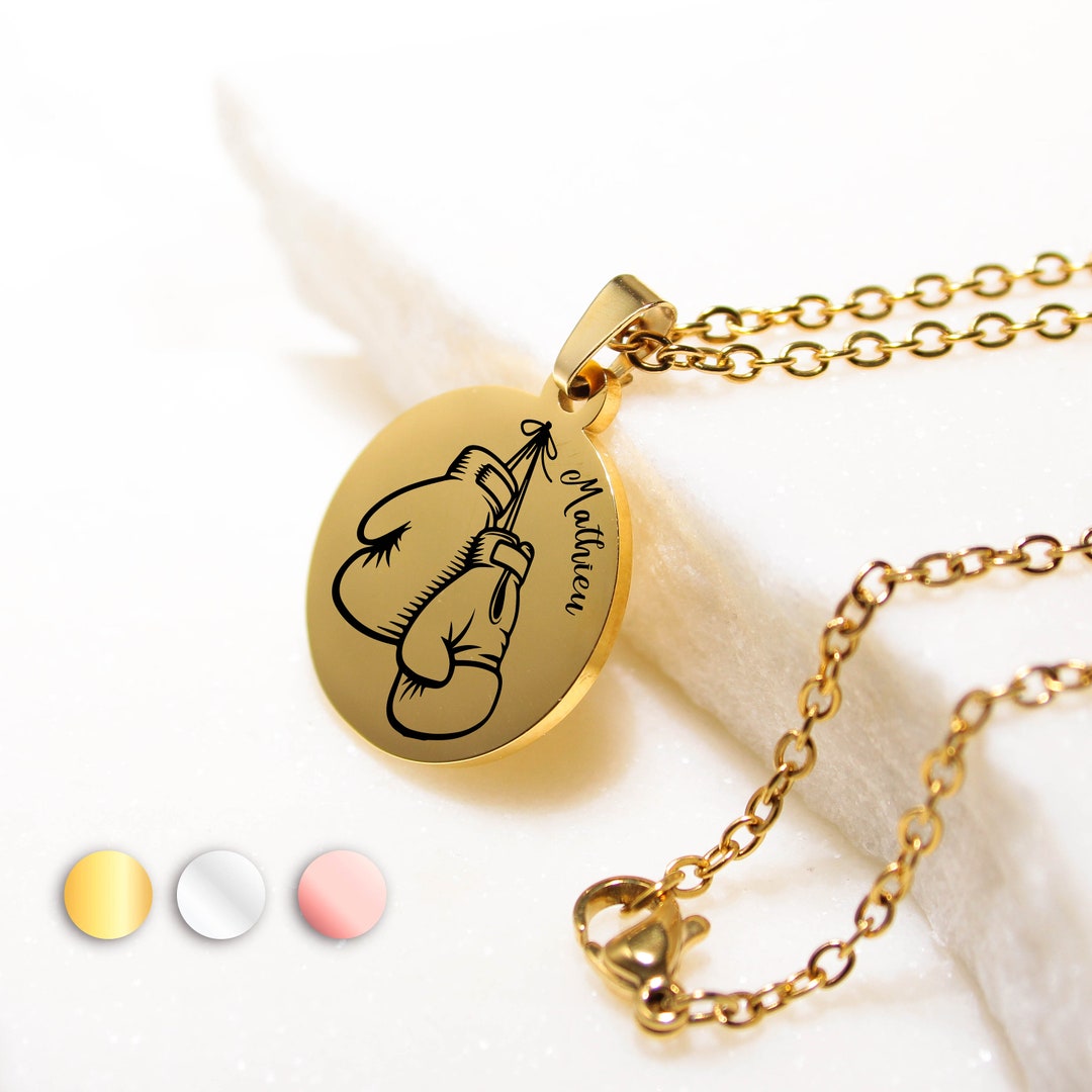 Personalized Boxer Necklace, Boxing Glove Pendant, Dad's Birthday ...