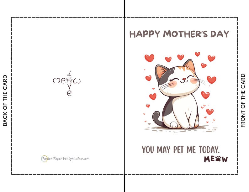 Cat Mom, Mother's Day Printable Card, Happy Mothers Day Greeting Card ...