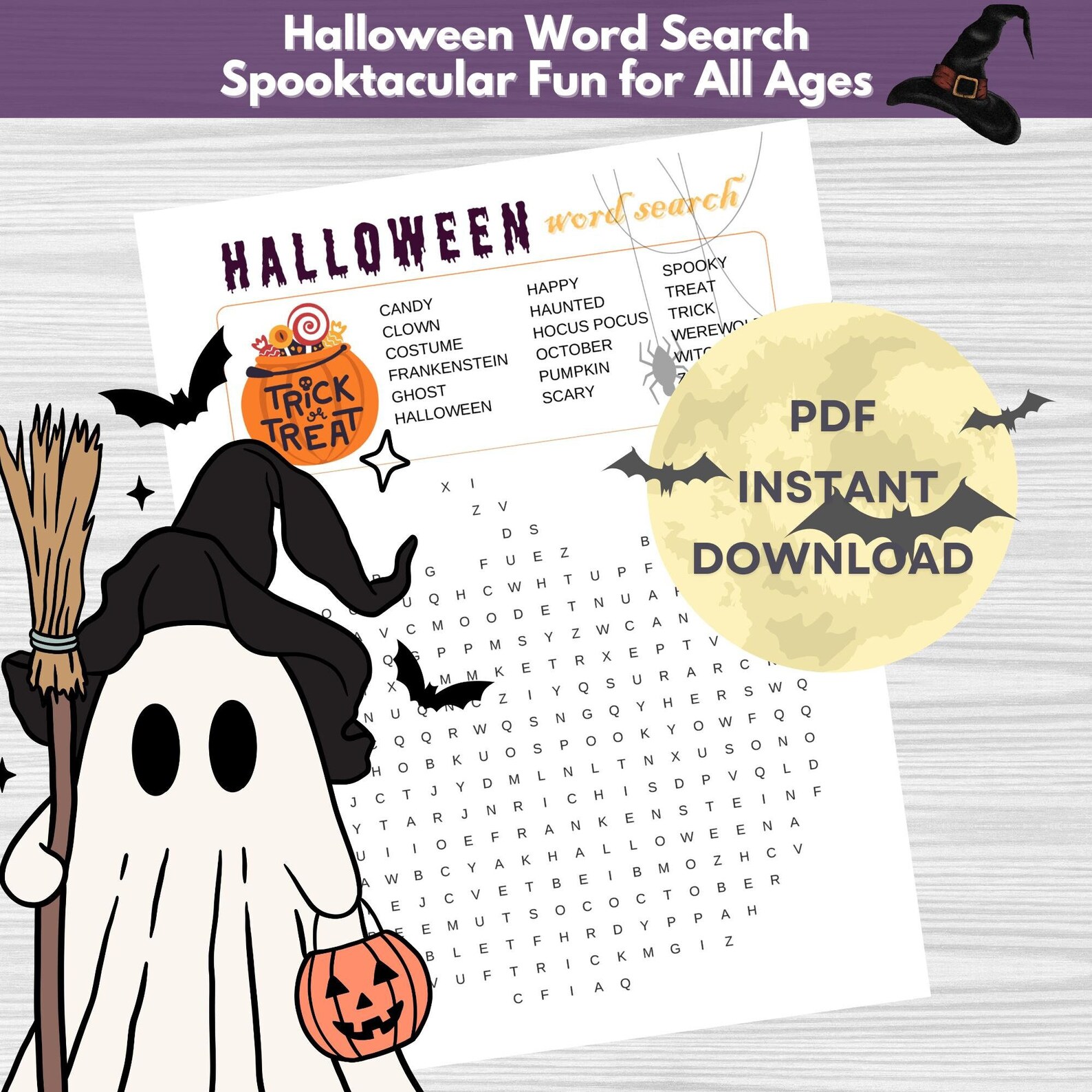 Halloween Word Search, Printable Halloween Activity, Halloween Word ...