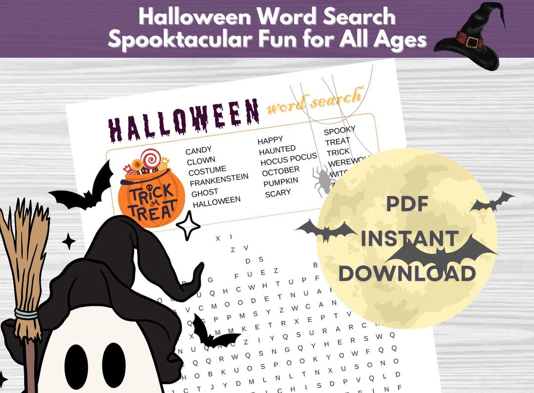 Halloween Word Search, Printable Halloween Activity, Halloween Word ...