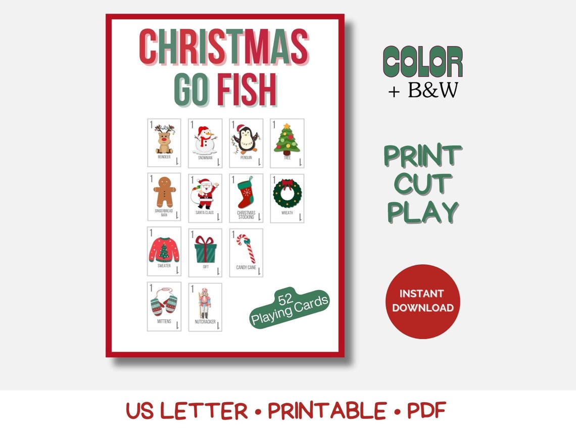 Christmas Go Fish Game Printable, Holiday Activity for Kids & Families ...